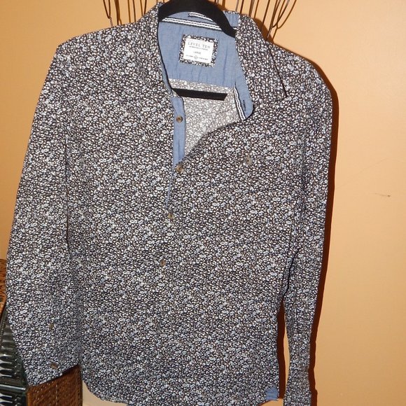 Level Ten | Shirts | Level Ten Colorful Floral Modern Collared Long ...